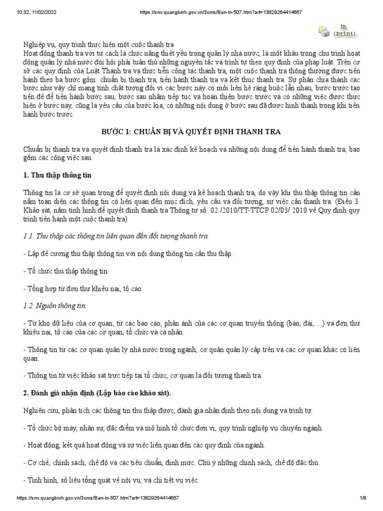 Nghiep Vu Quy Trinh Thanh Tra | PDF