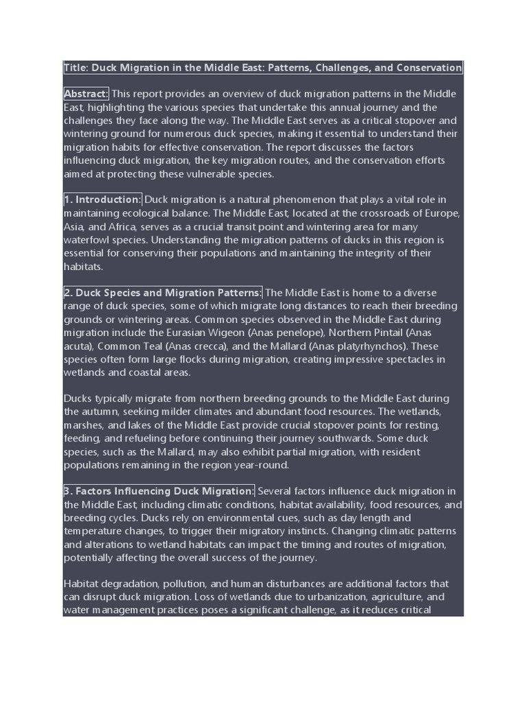 Duck Migration Patterns in Mideast | PDF | Bird Migration | Habitat ...