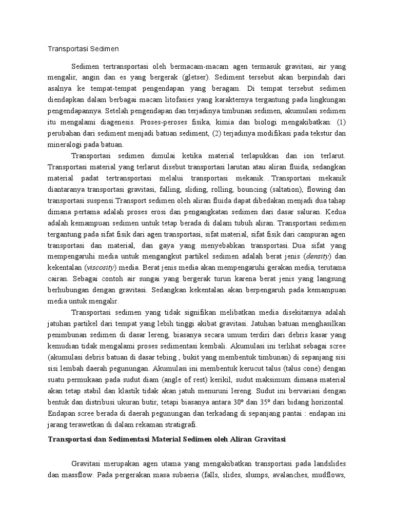 Transportasi Sedimen Klastik | PDF | Sains & Matematika