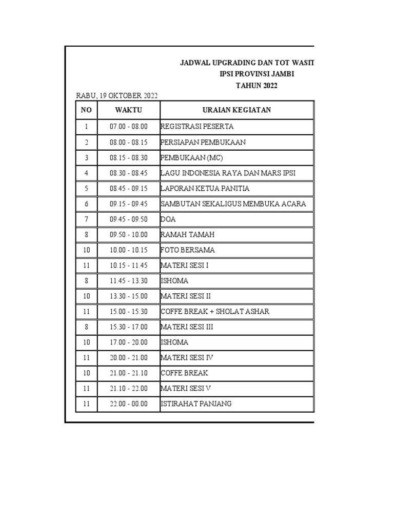 Jadwal Tot | PDF