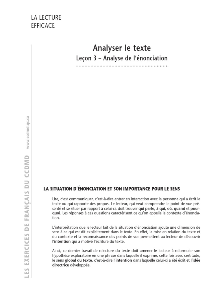 Analyse de l'Énonciation en Lecture | PDF | Linguistique