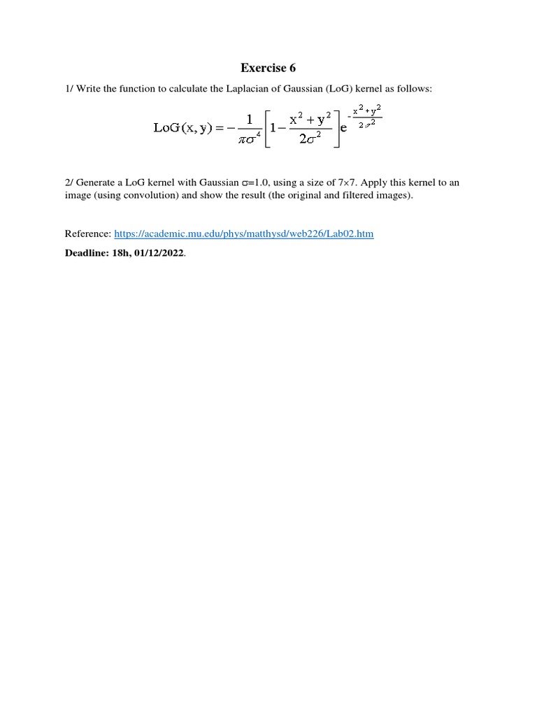 Laplacian of Gaussian - Ex | PDF | Teaching Methods & Materials | Science & Mathematics