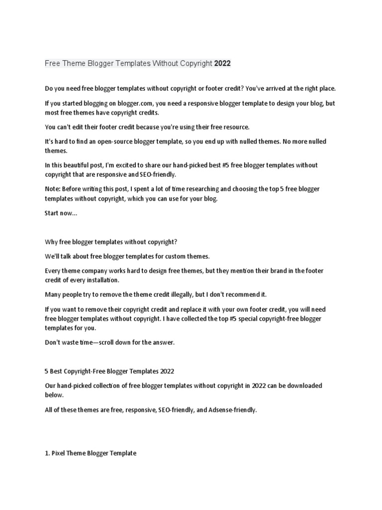Free Theme Blogger Templates Without Copyright | PDF | Blog | Software ...