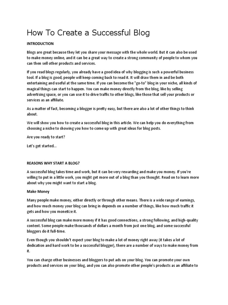 How To Create A Successful Blog | PDF | Word Press | Blog How To Create A Successful Blog | PDF | Word Press | Blog