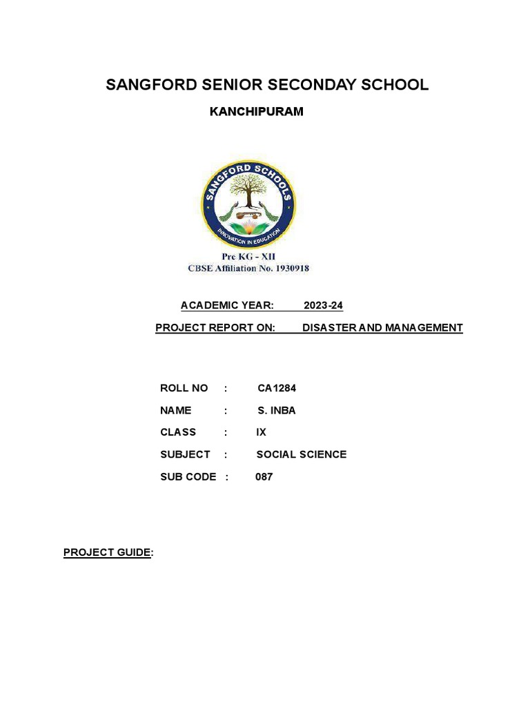 Disaster Management Project Report | PDF | Natural Disasters ...
