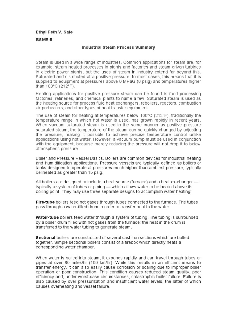 Industrial Steam Process | PDF | Boiler | Steam