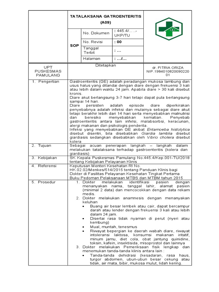 Sop Gatroenteritis (A09) | PDF | Kesehatan Holistik