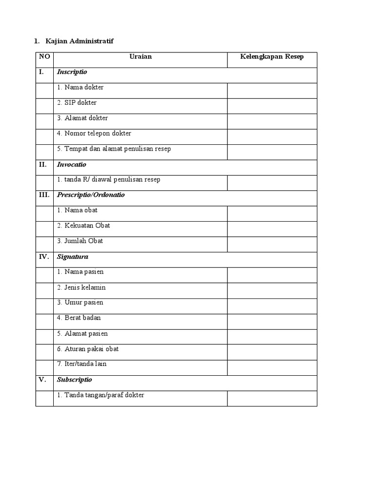 CONTOH FORMULIR SKRINING RESEP | PDF