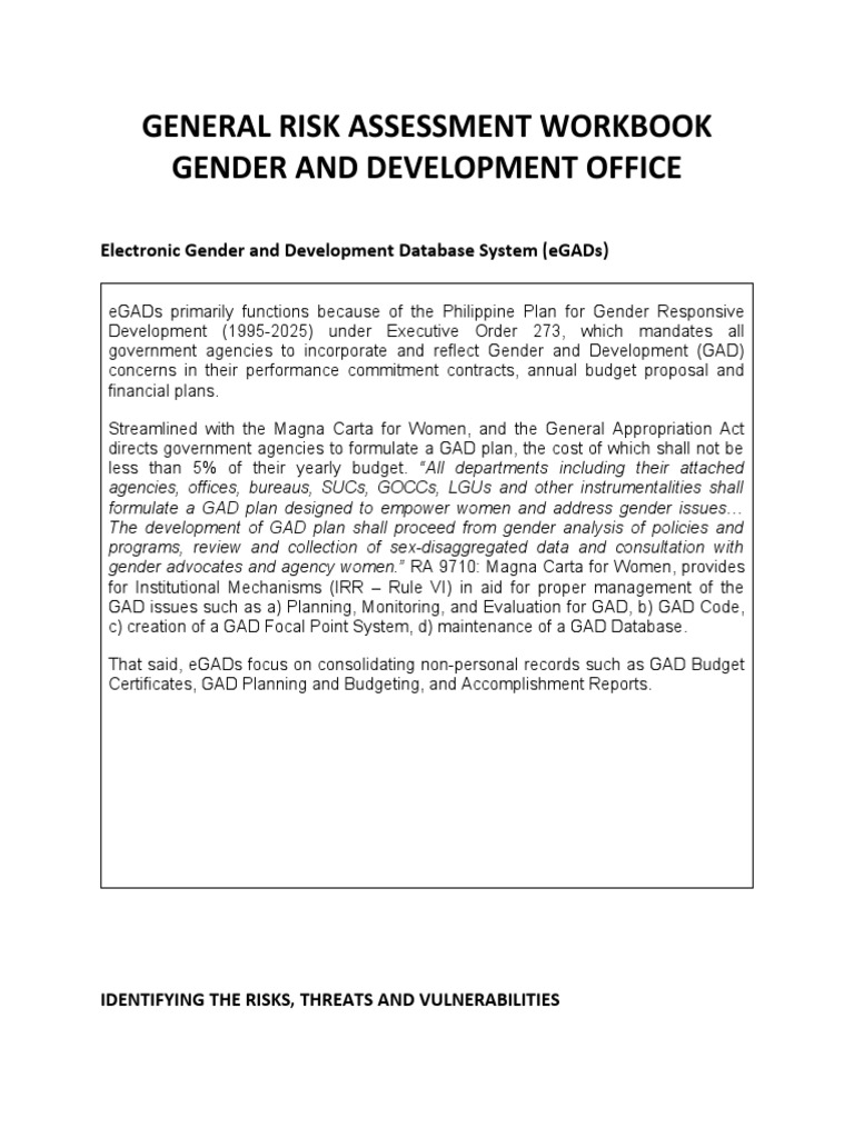 Gad General Risk Assessment Workbook Updated 20 12 21 Download Free