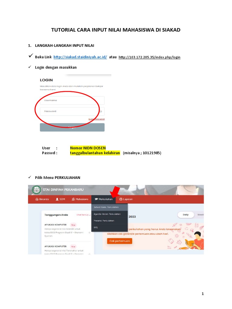 Tutorial Cara Pengisian Nilai Di SIAKAD | PDF
