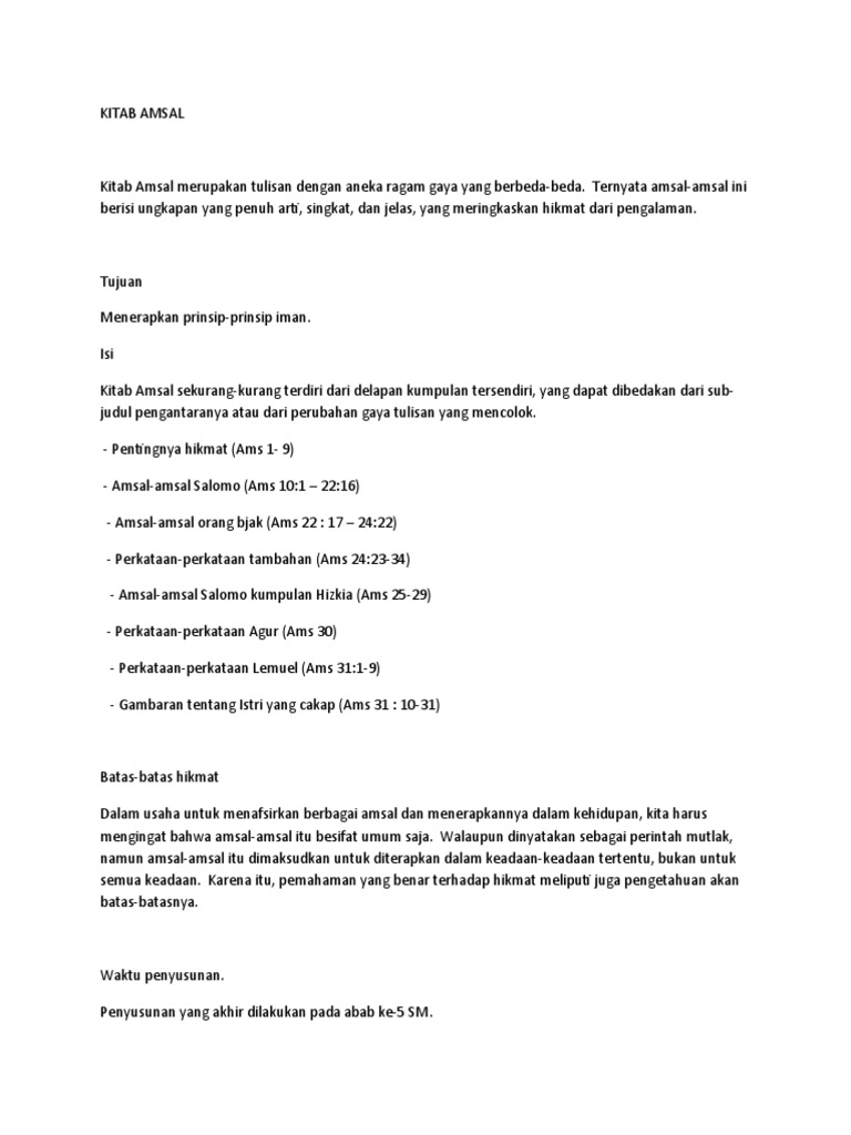 Kitab Amsal | PDF