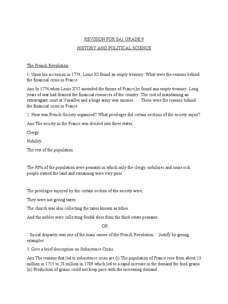 SA1Revisionhistoryand Politics | PDF | French Revolution | France