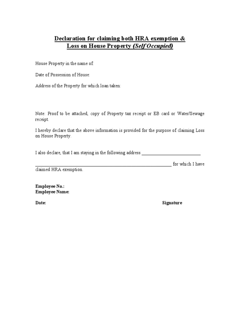 Annexure 3 - Claiming Both HRA Exemption and Loss On House Property | PDF