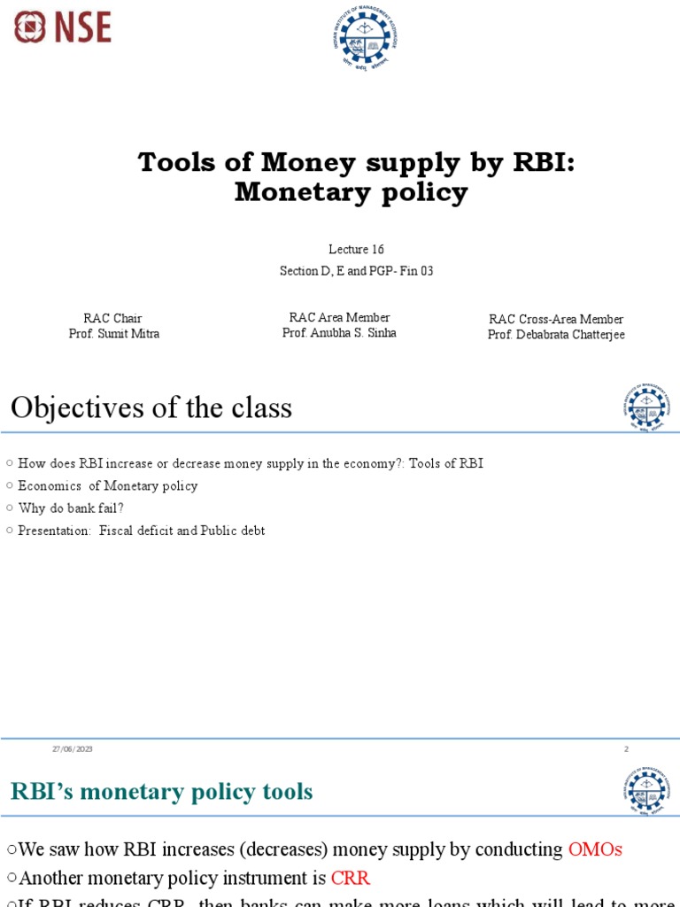 RBI Monetary Policy Tools Explained | PDF | Reserve Bank Of India ...