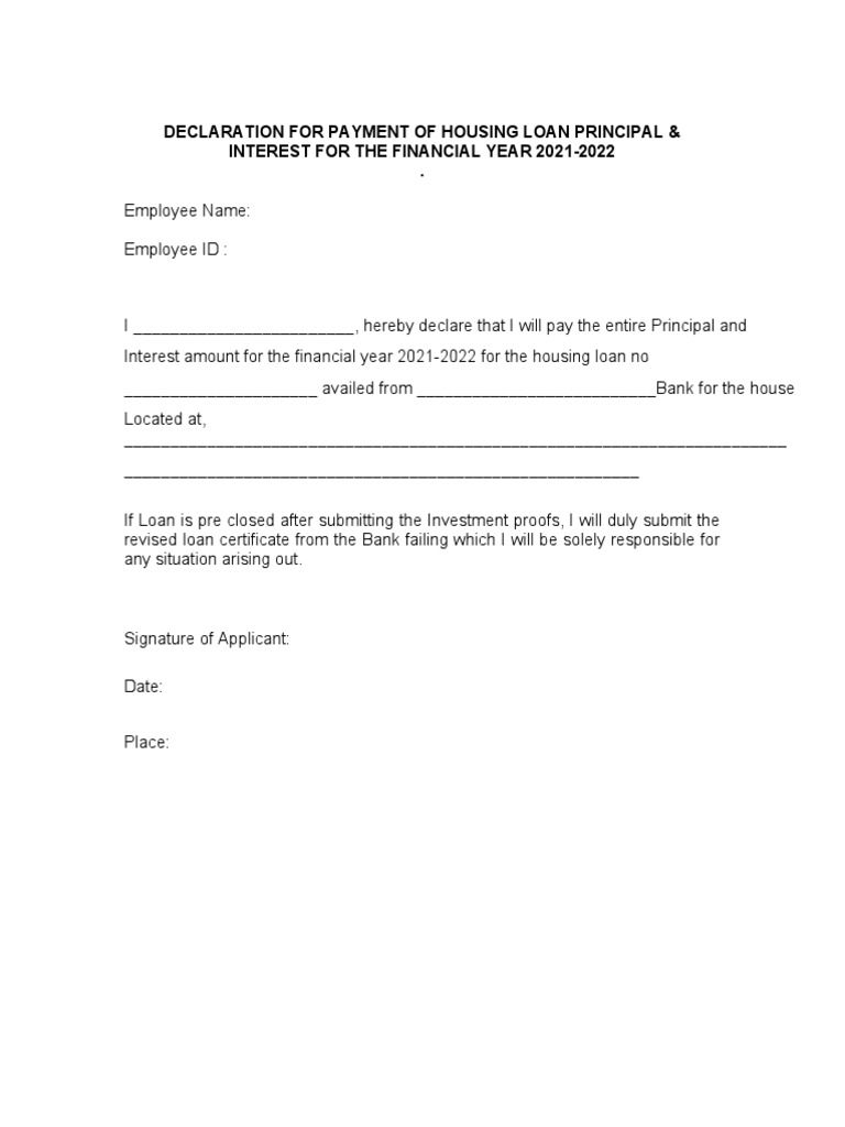 Annexure 6 - Declaration For Housing Loan Principal | PDF