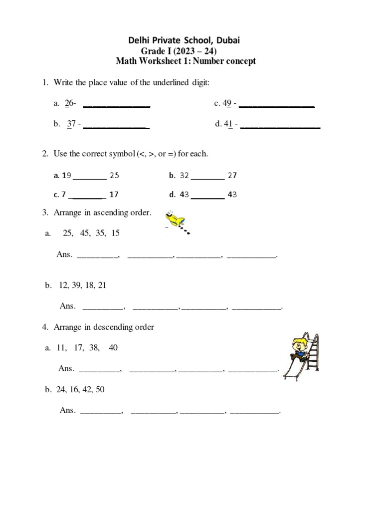 Number Concepts Till 50 Worksheet | PDF | Mathematics | Notation