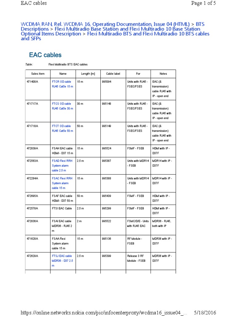 EAC Cables | PDF | Telecommunications | Data Transmission