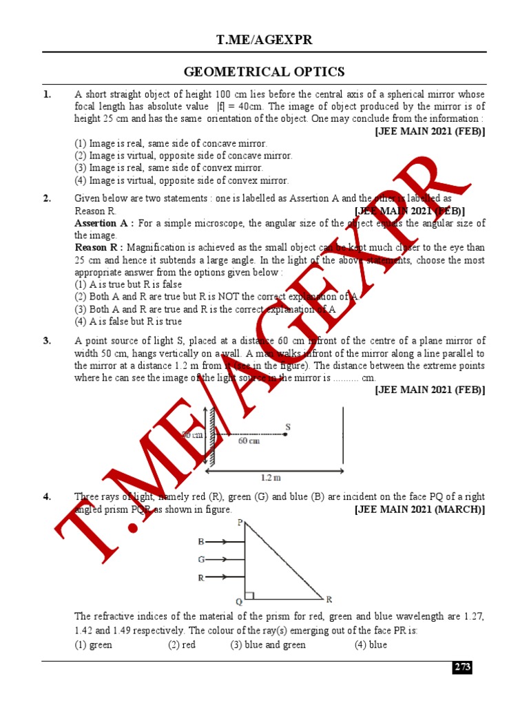 Geometrical Optics | PDF | Refraction | Refractive Index