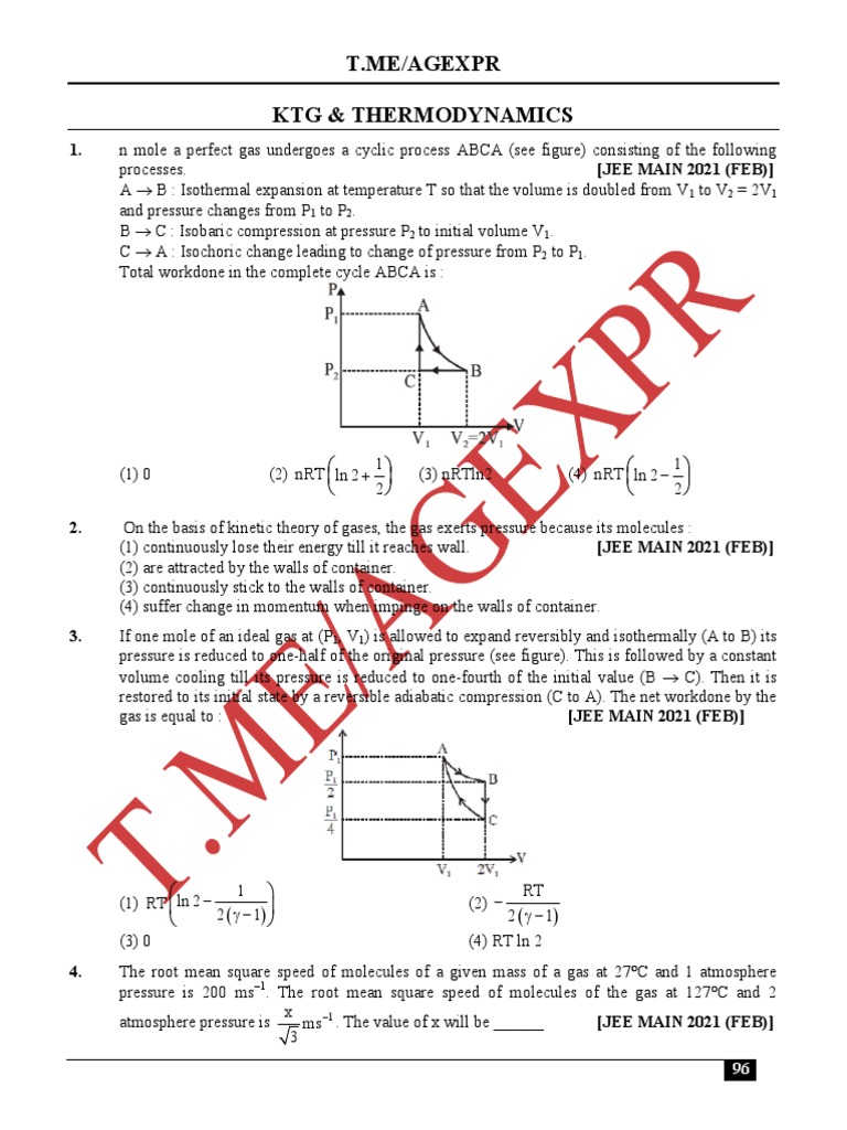 KTG - Thermodynamics | PDF | Gases | Temperature