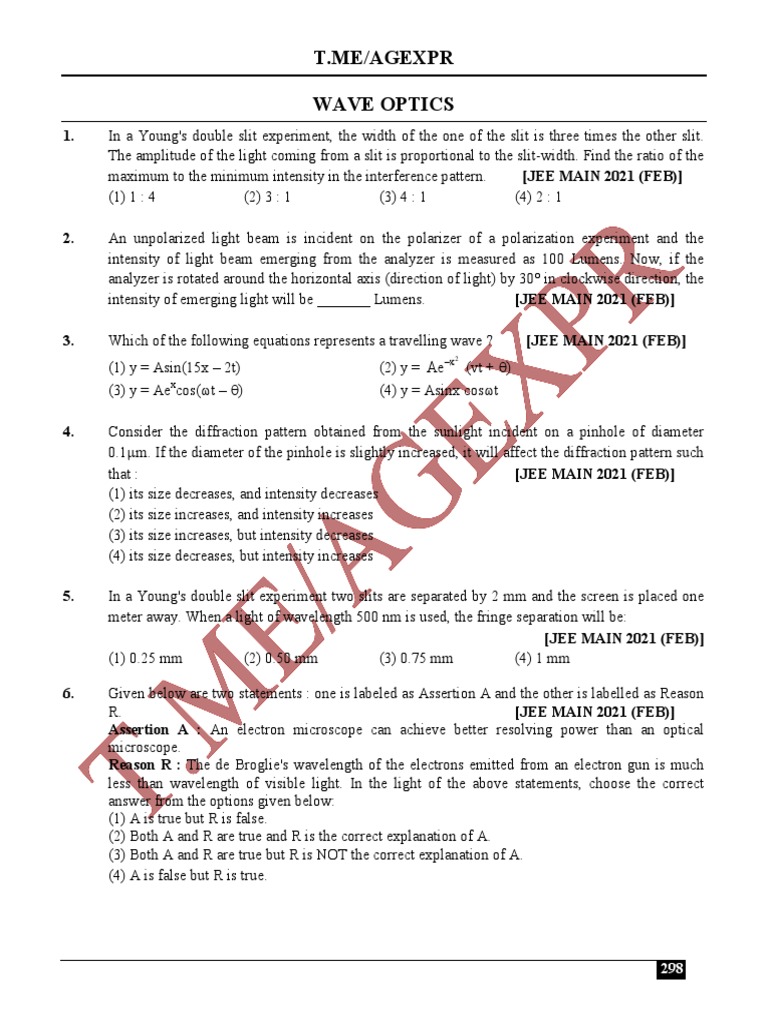 Wave Optics | PDF | Diffraction | Wavelength
