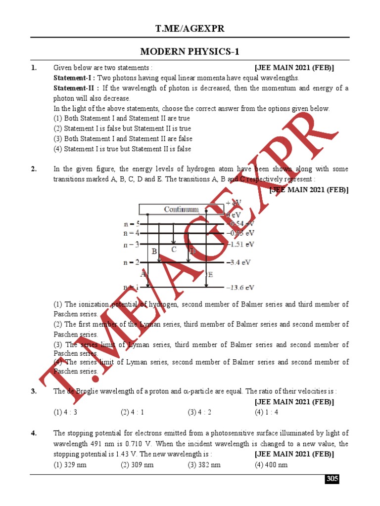 Modern Physics 1 | PDF | Electron | Photoelectric Effect