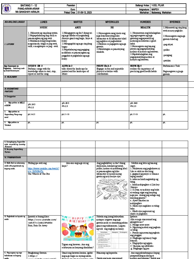 MAPEH 1 WEEK 8 2nd QUARTER | PDF