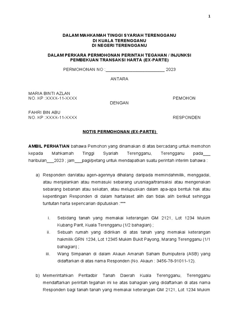 Pembekuan Transaksi Harta Alih Dan Tidak Alih 2 | PDF