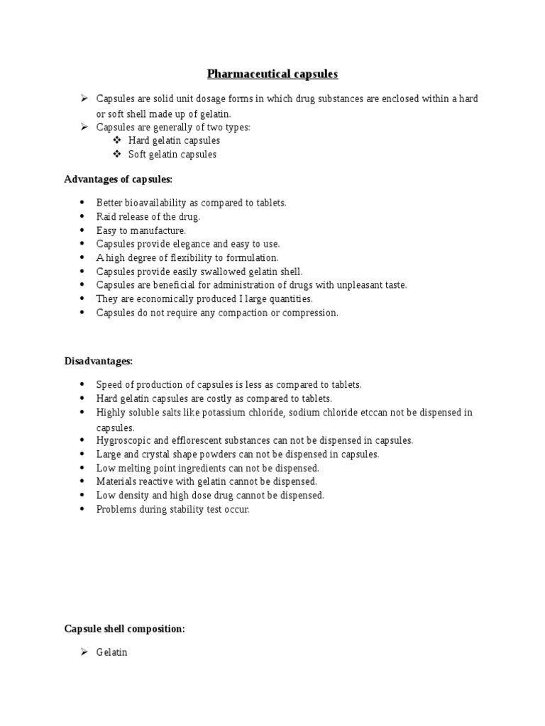 Pharmaceutical Capsules 1-1 | PDF | Tablet (Pharmacy) | Pharmaceutical ...