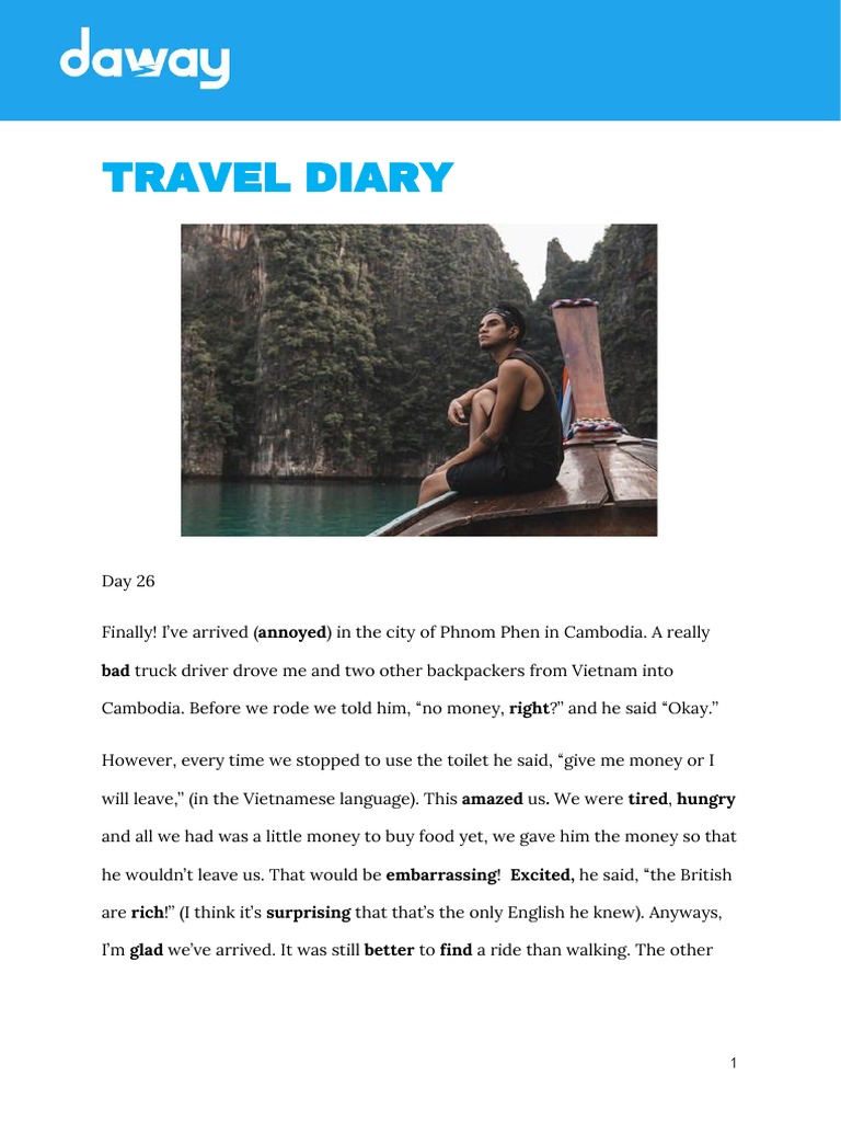 B1 - Vocabulary Story - Travel Diary - Daway | PDF | Cambodia