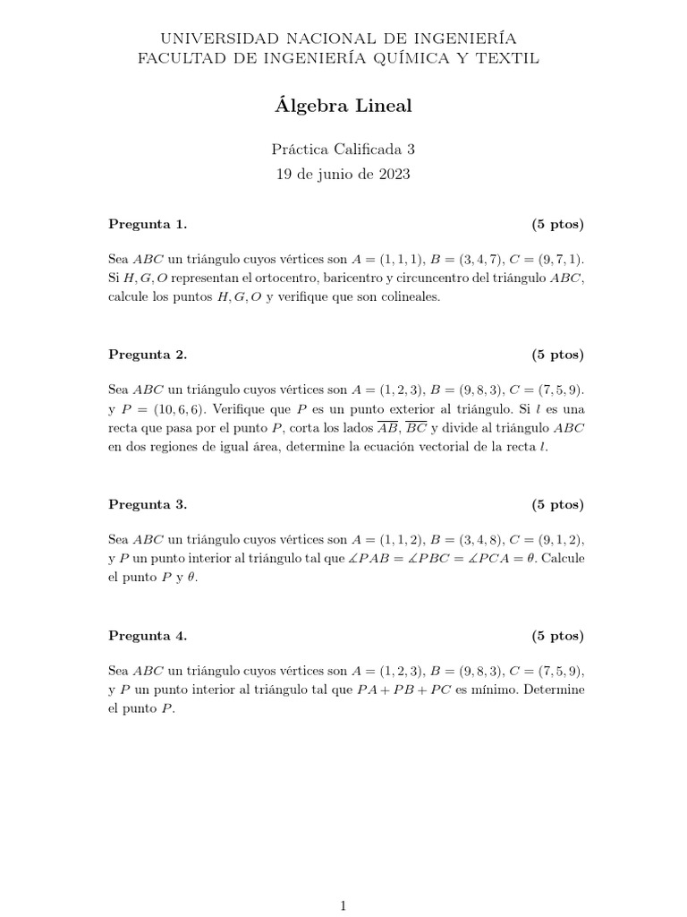 PC 3 de Álgebra Lineal | PDF