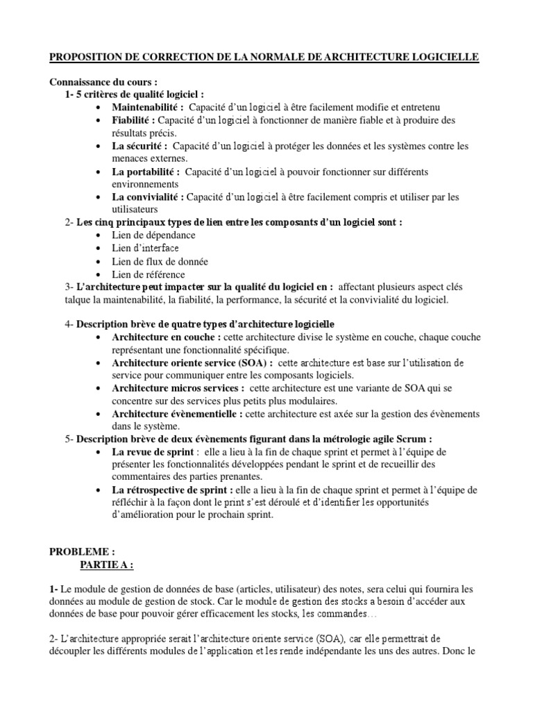 Correction Architecture Logicielle | PDF | Architecture de logiciel | Architecture orientée services