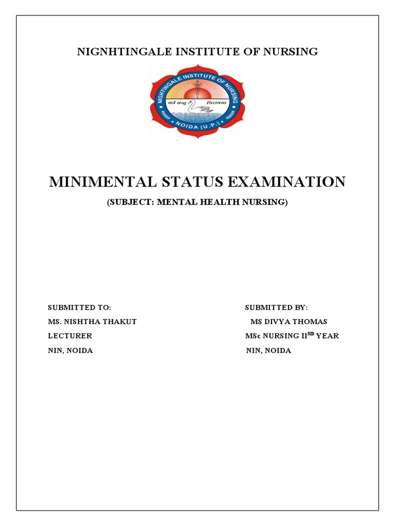 Mmse 1 | PDF | Psychiatry | Mental Health