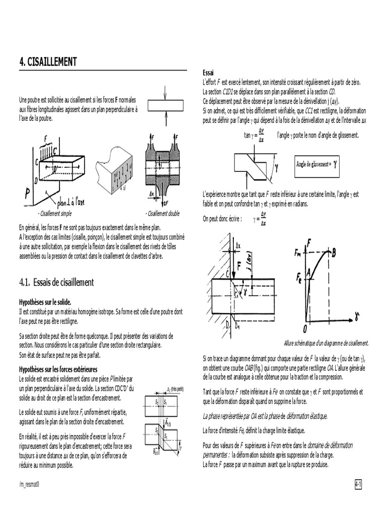 Cours Min 4 Cisaillement | PDF | Contrainte de cisaillement ...