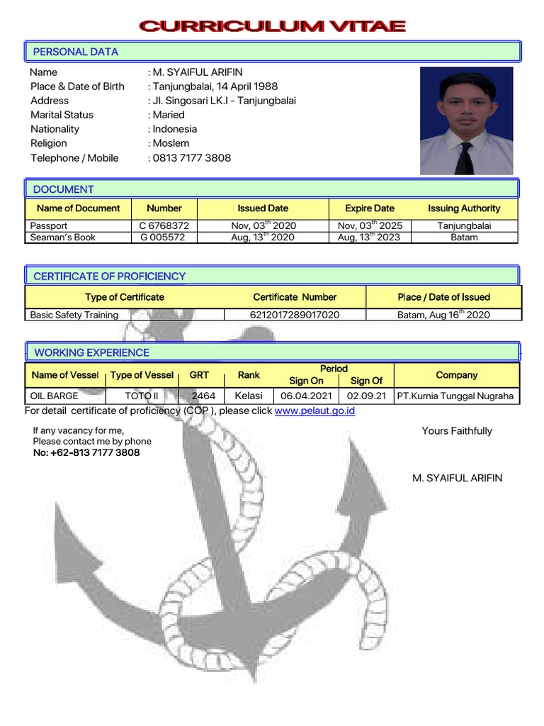 Cv. M.syaiful Arifin | PDF