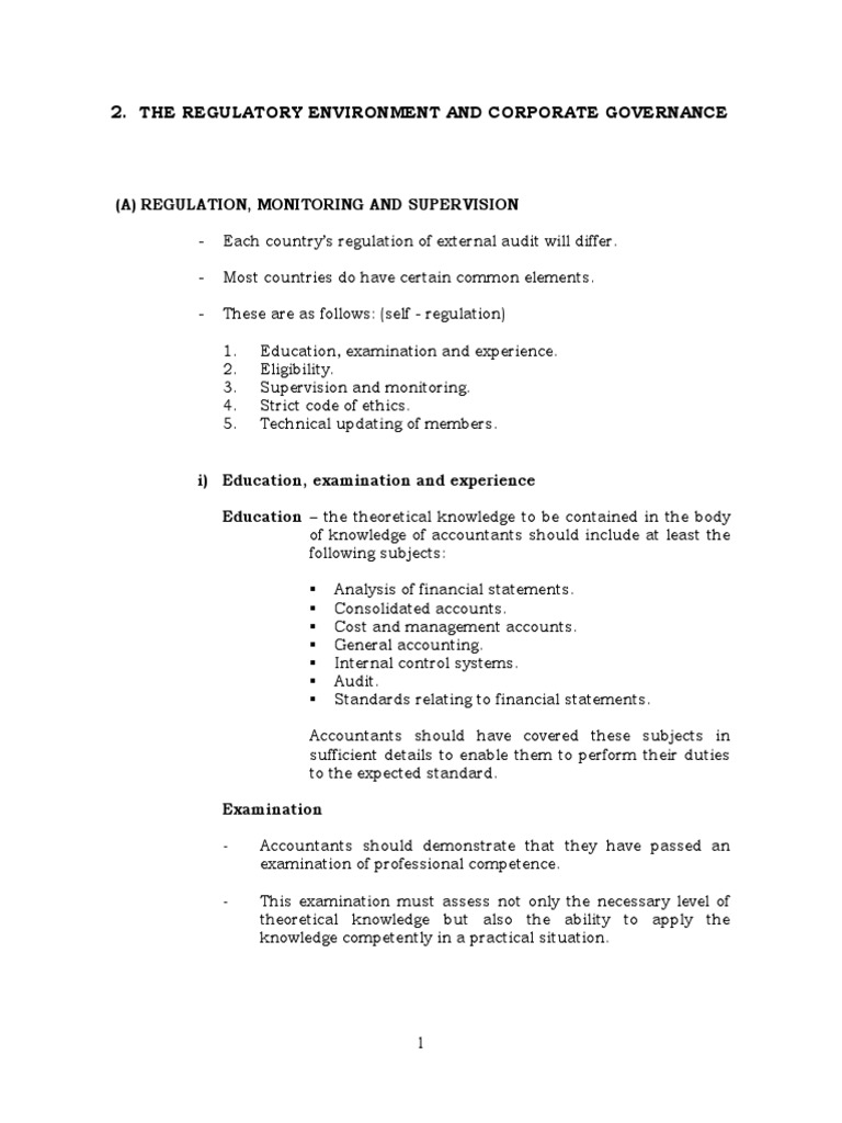 Topic 2 - The Regulatory Environment and Corporate Governace | PDF ...