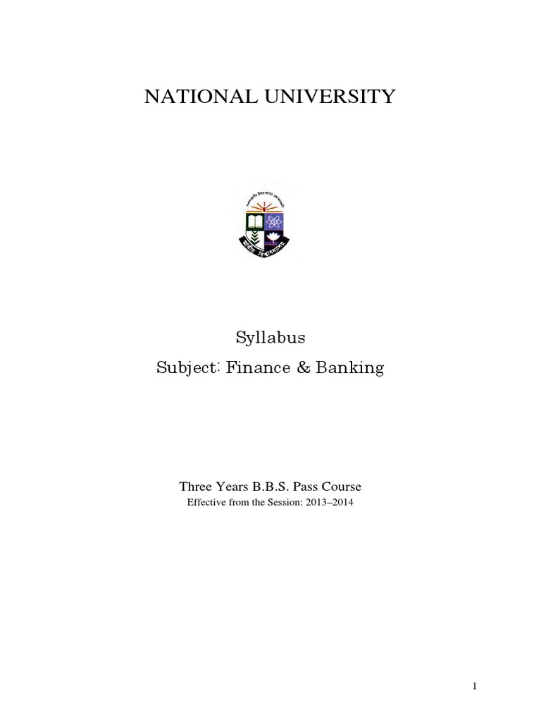 Finance & Banking - NU Syllabus | PDF | Taxes | Public Finance