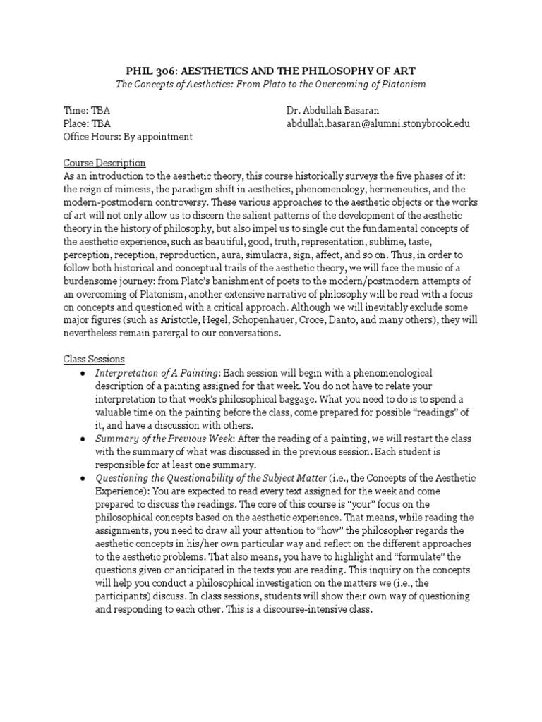 Aesthetics and The Philosophy of Art PHI | PDF | Aesthetics ...