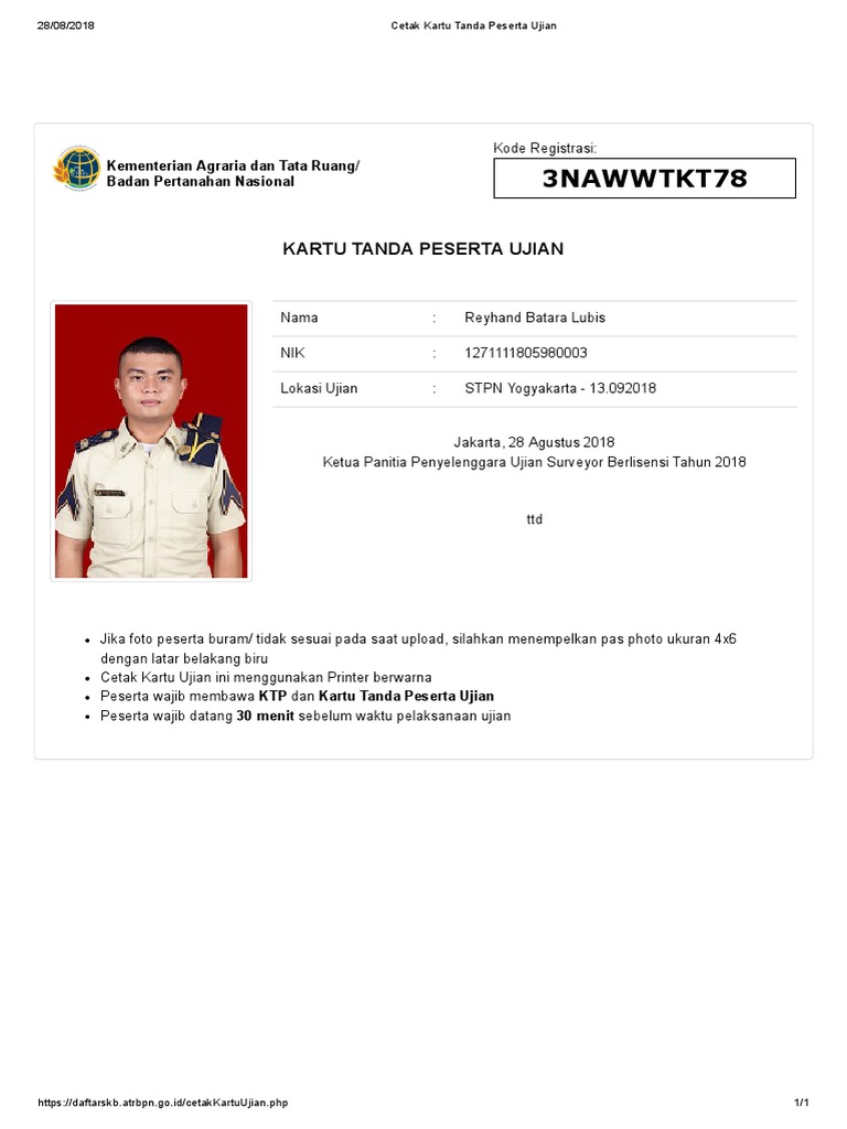 Cetak Kartu Tanda Peserta Ujian | PDF
