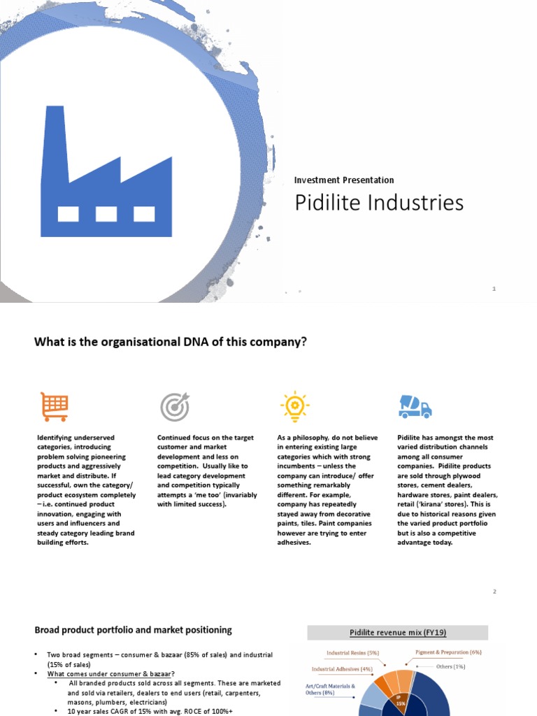 Pidilite Investment Presentation - RK | PDF | Brand | Adhesive