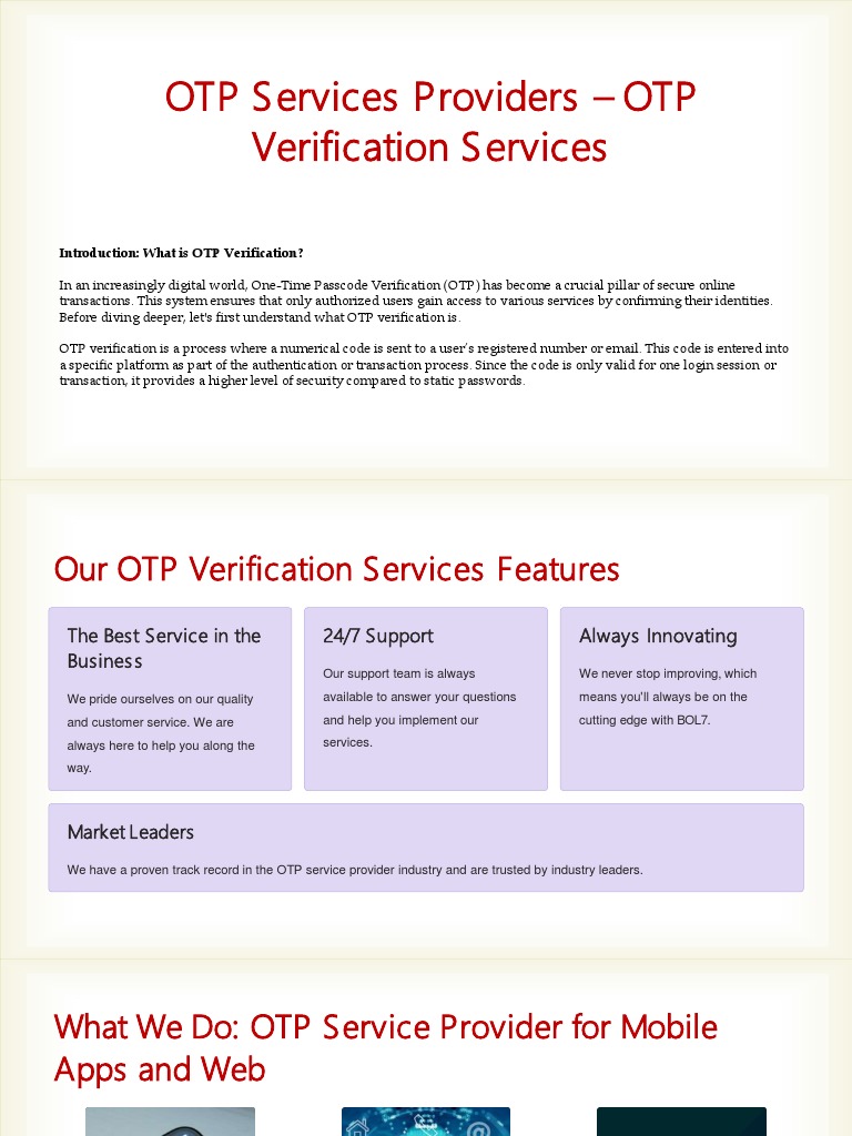 OTP Verification Services | PDF | Authentication | Security