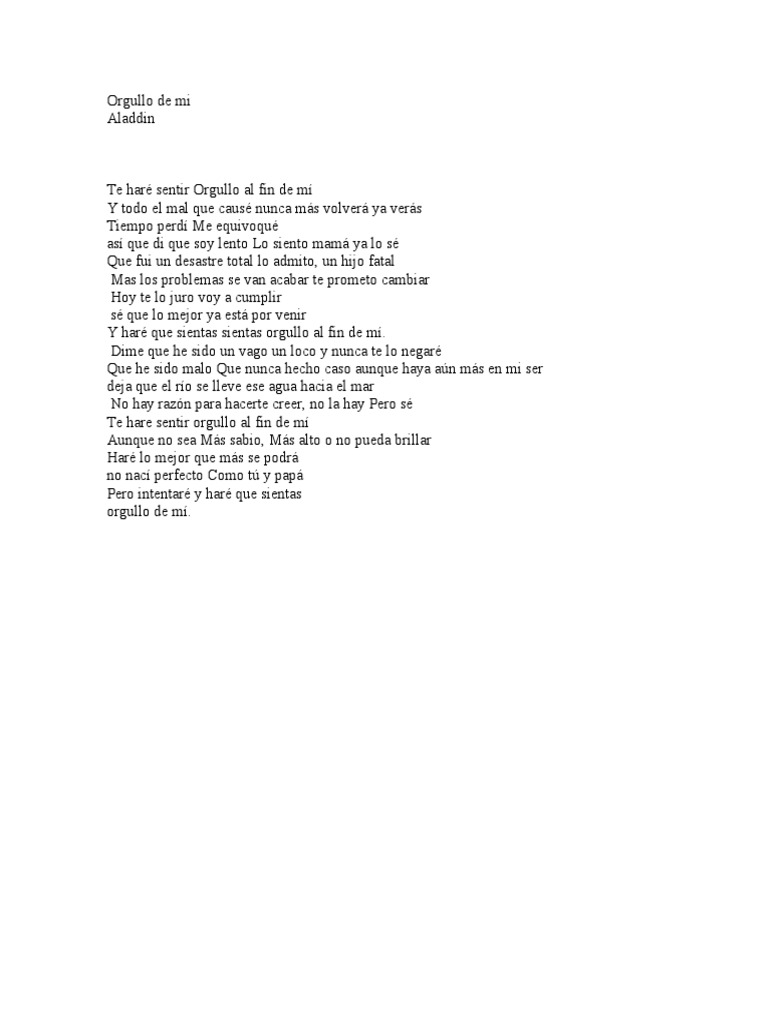 Orgullo de Mi Letra Aladdin | PDF