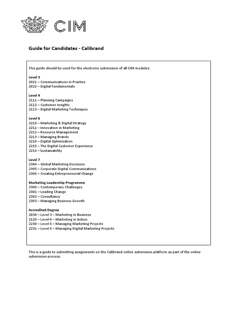 Guide For Candidates Calibrand v2 | PDF | Digital Marketing | Marketing