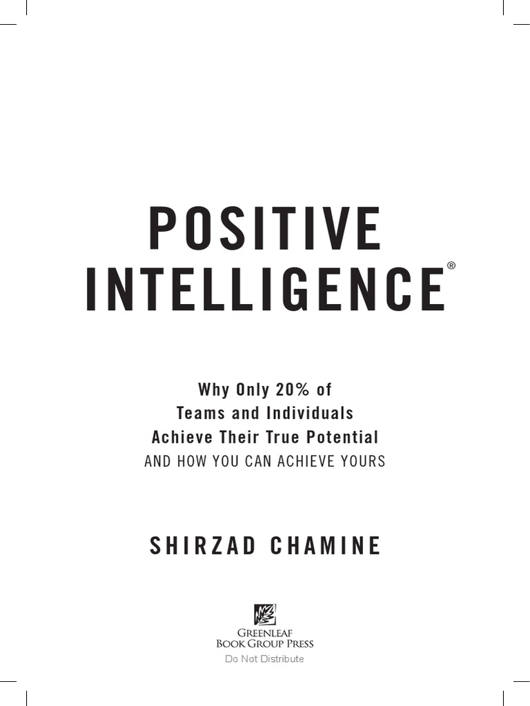 Positive Intelligence: Shirzad Chamine | PDF | Parallel Computing | Mind