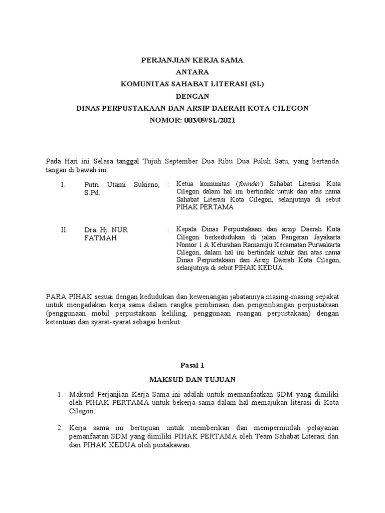 Mou Sahabat Literasi-Rev1 | PDF