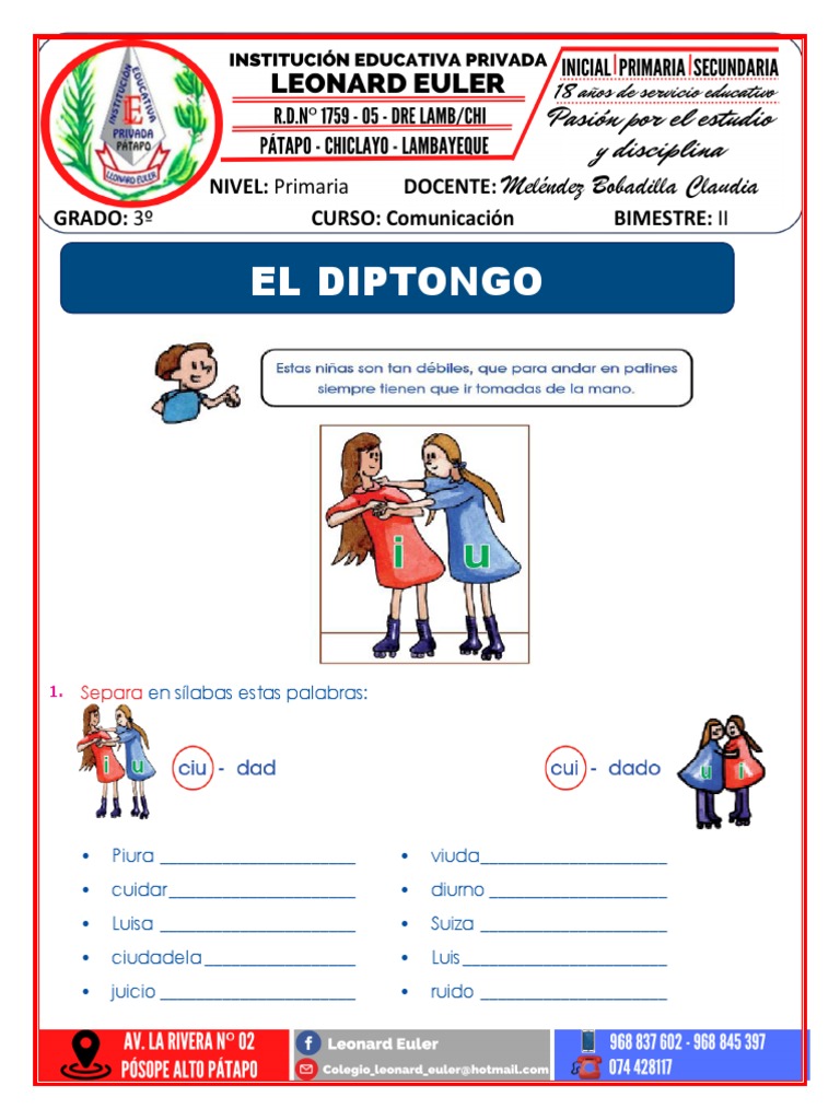Diptongos y Hiatos para Primaria | PDF | Lingüística | Voz humana