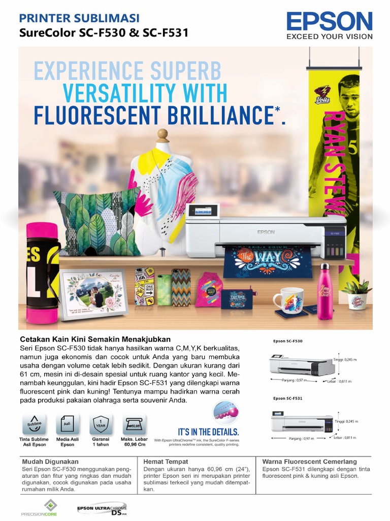 Brochure Printer Sublim Epson SureColor SC F530 SC 531 Desktop | PDF