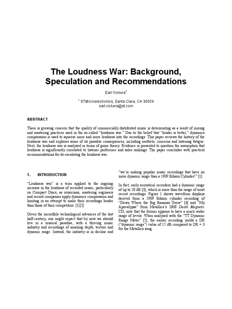 The Loudness War: Background, Speculation and Recommendations | PDF | Art