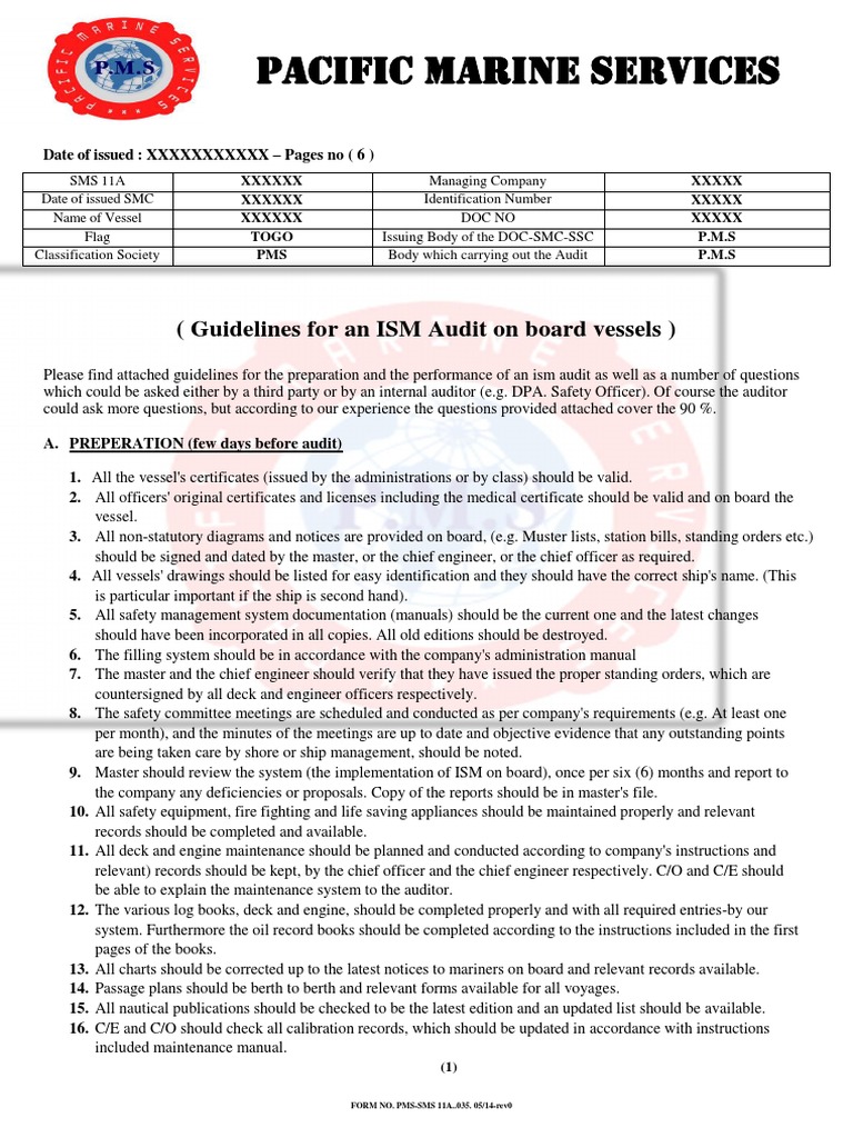 Guidelines For Ism Audit Pdf Ships Navigation