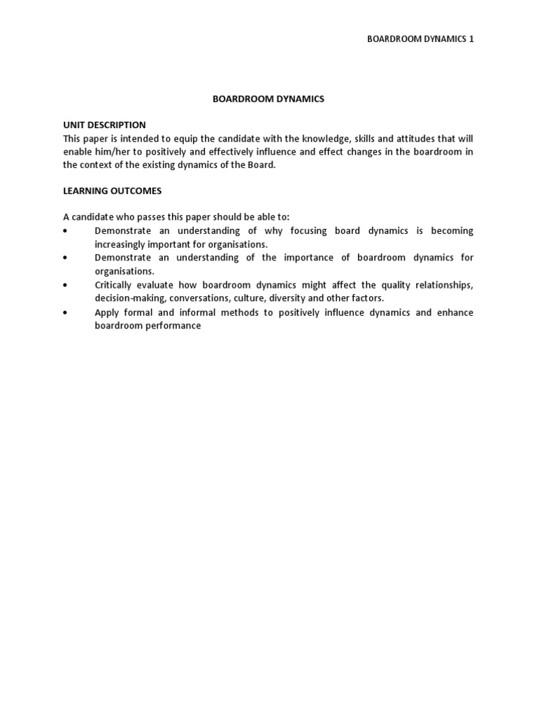 Understanding Boardroom Dynamics | PDF | Leadership | Governance
