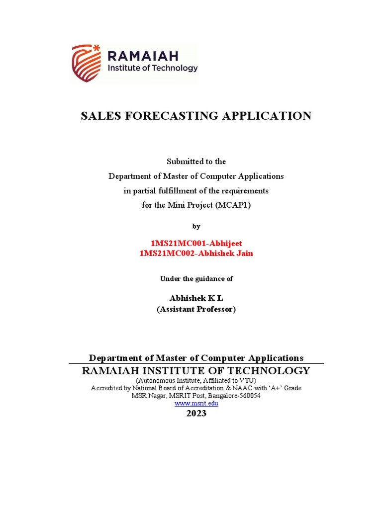 Mini Project Report Format 2023 | PDF | Machine Learning | Forecasting